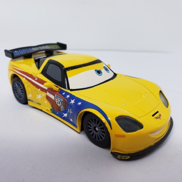 Toys | Disney Pixar Cars Jeff Gorvette 4 Yellow Pull N Race Die Cast ...